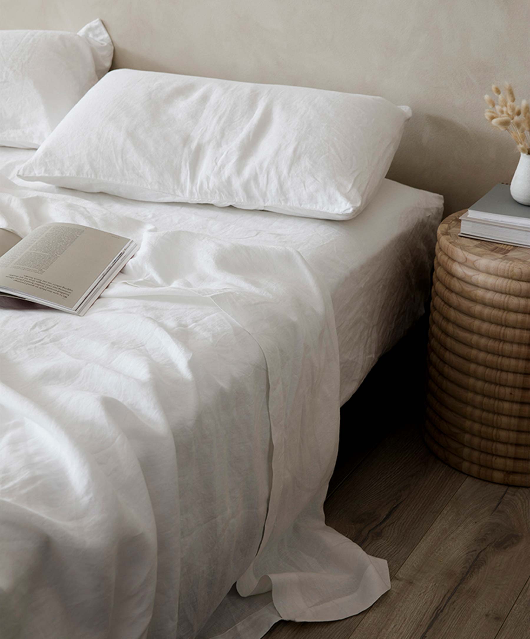 Linen Fitted Sheet White CULTIVER Australia